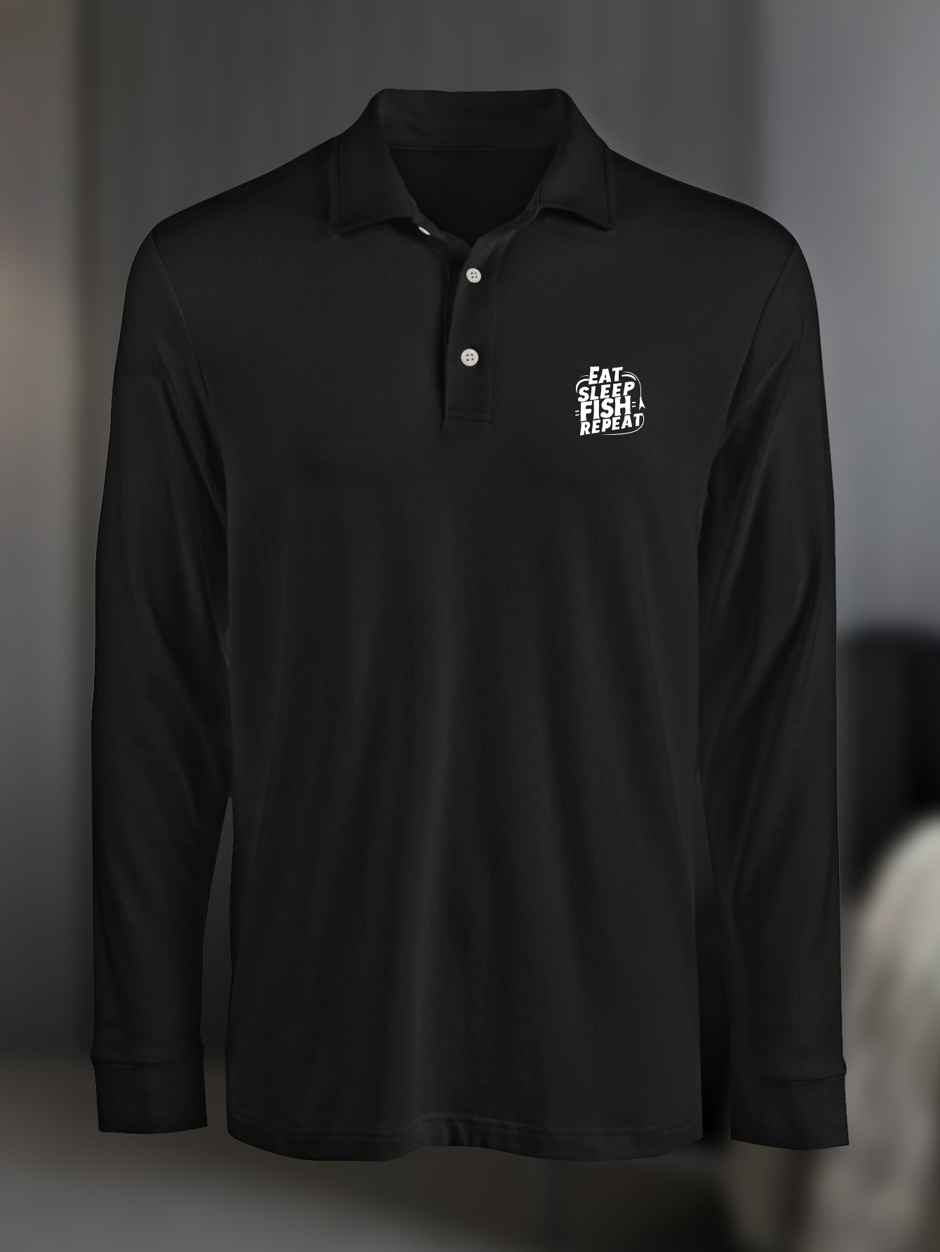 Plus Size Eat Sleep Fish Repeat Print Men's Long Sleeve Golf - Temu ...