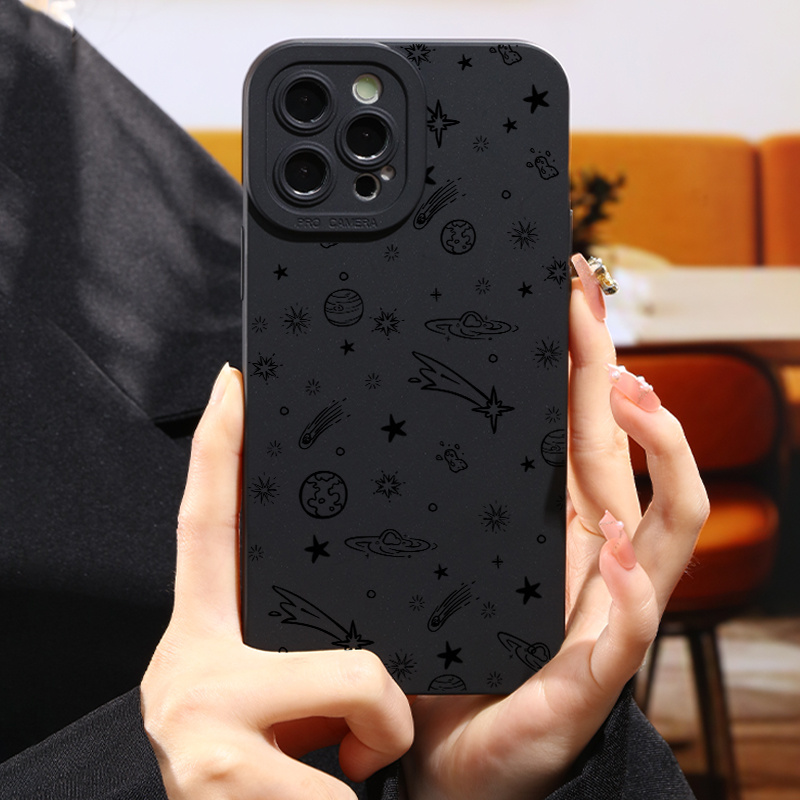 Cute Doodle Pattern Silicone Phone Case Camera Protection - Temu New ...
