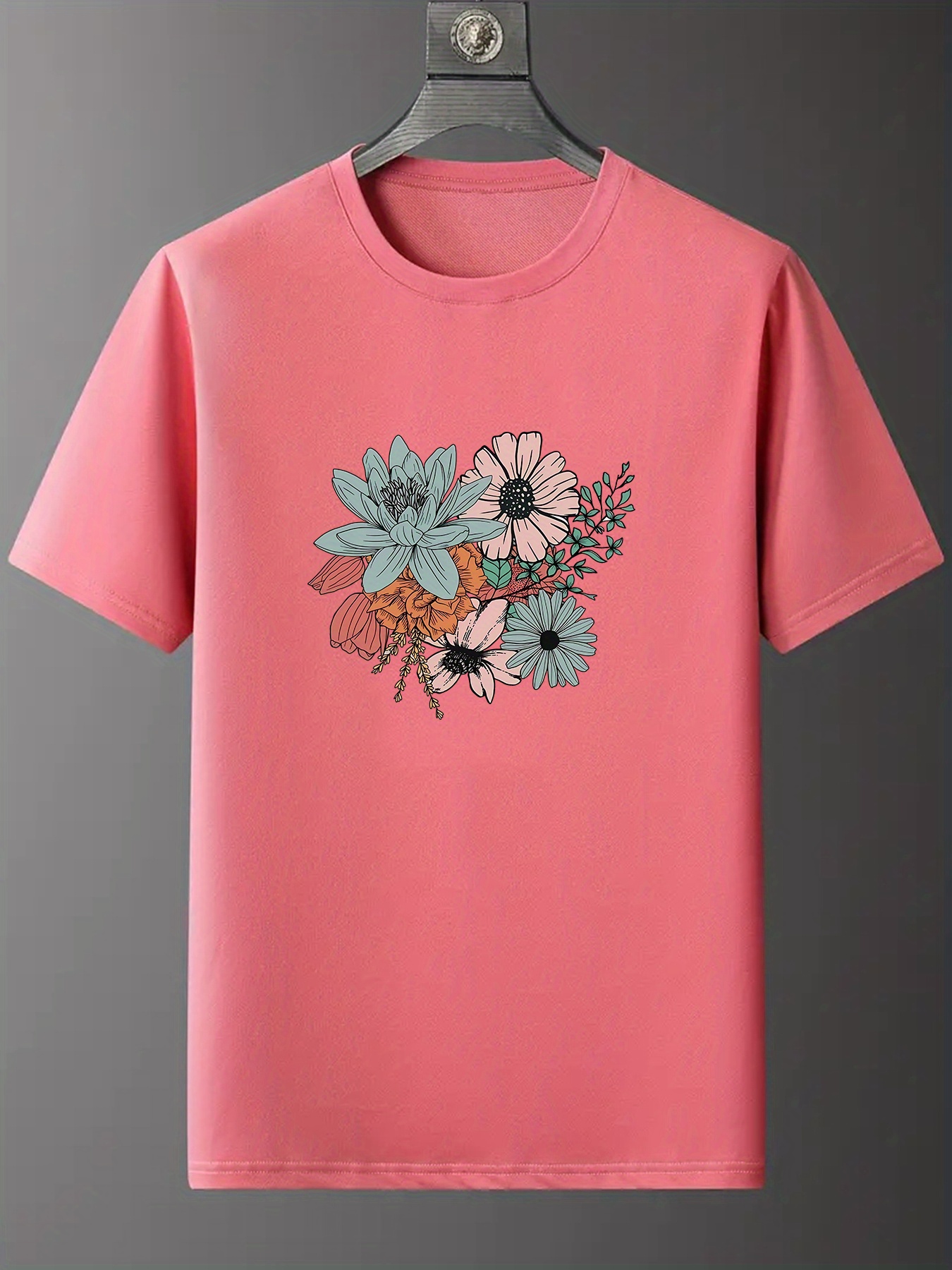 Flowers Graphic Print Men's Creative Top Casual Short Sleeve - Temu ...