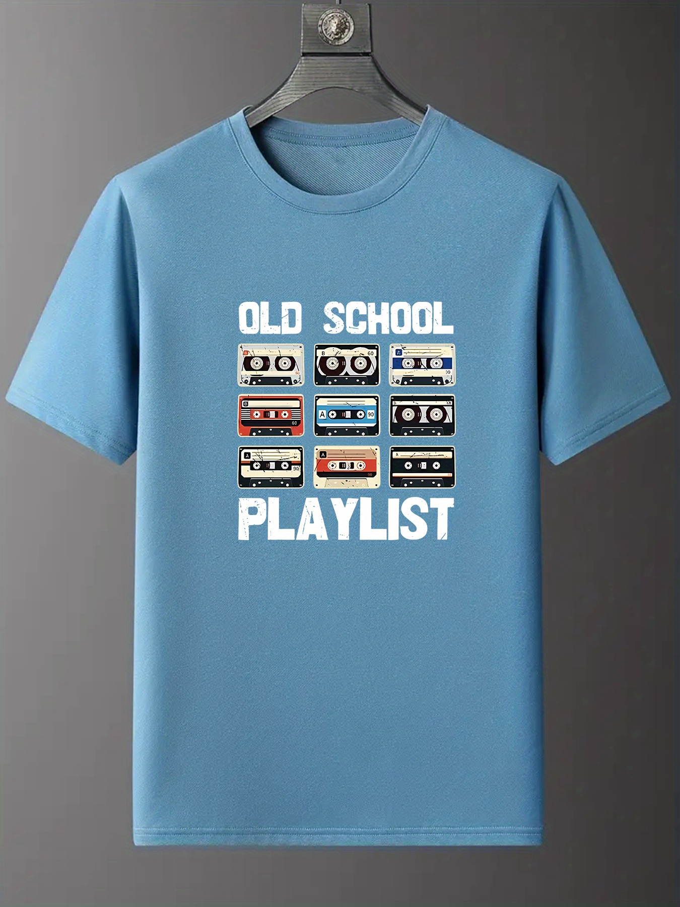 Old School Playlist Print T shirt Casual Crew Neck Short - Temu Philippines