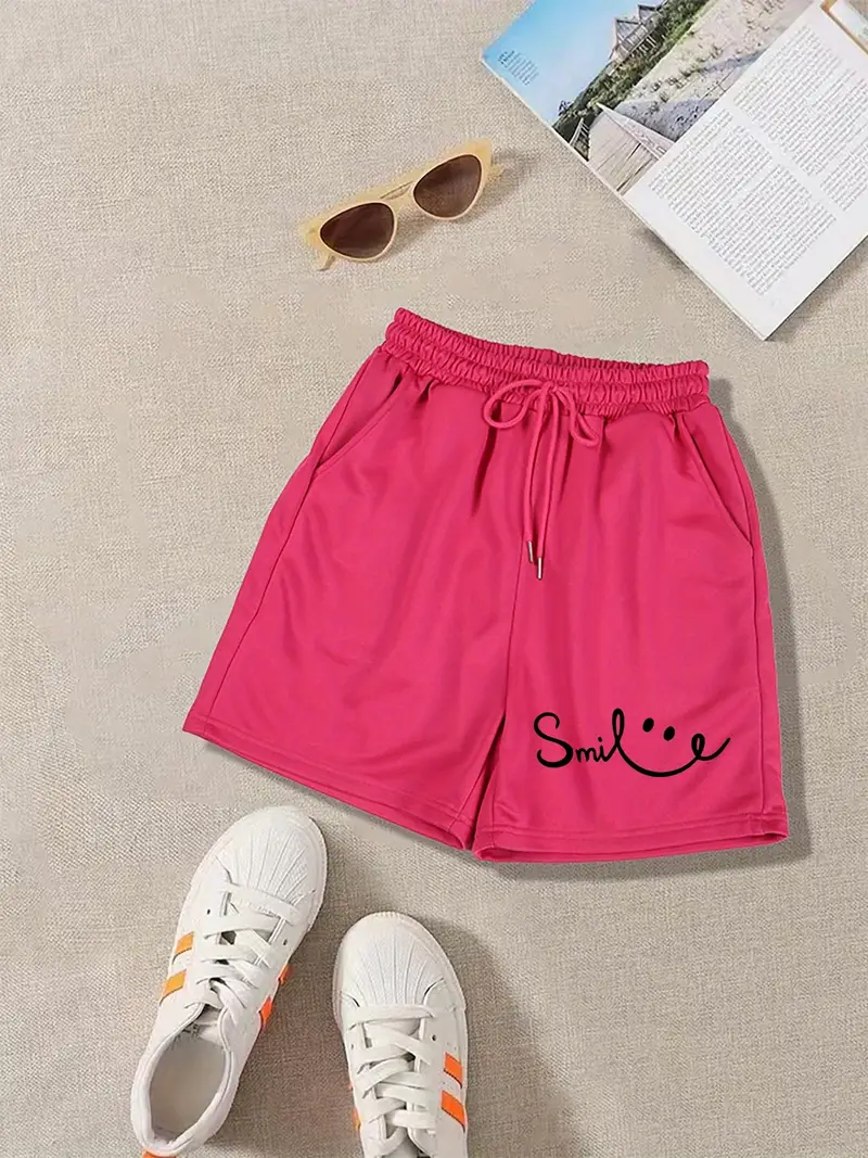 Smiling Face Graphic Causal Sports Shorts Fashion Drawstring Temu Canada