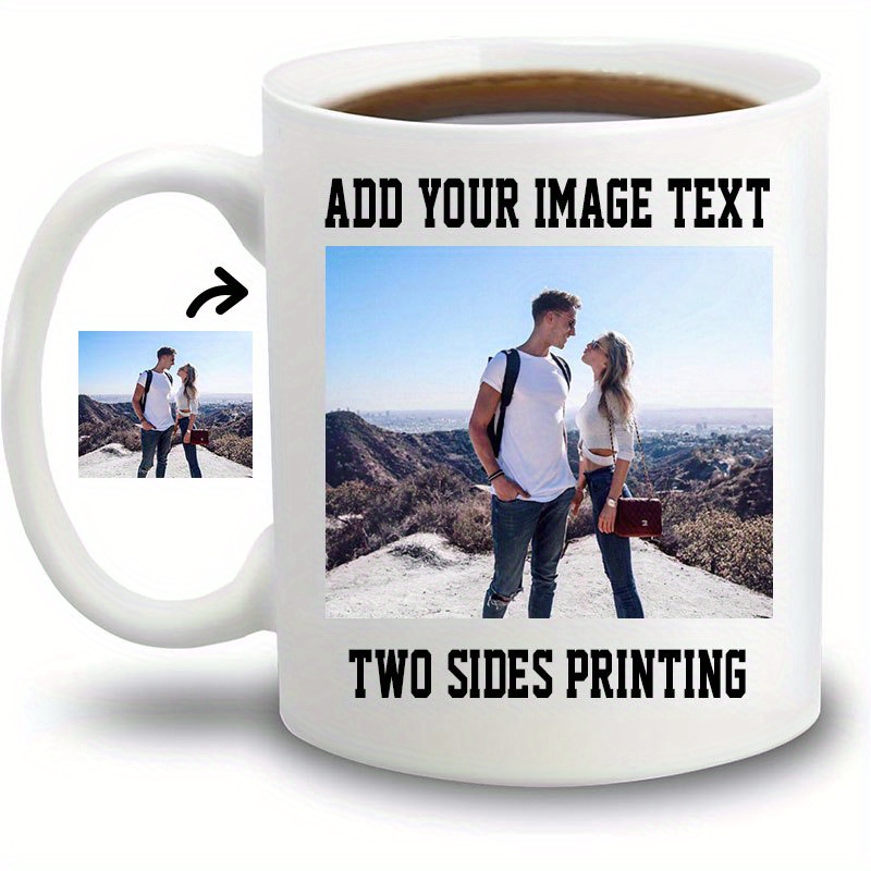Personalized Coffee Mug Custom Photo Text White Ceramic Dye - Temu New ...