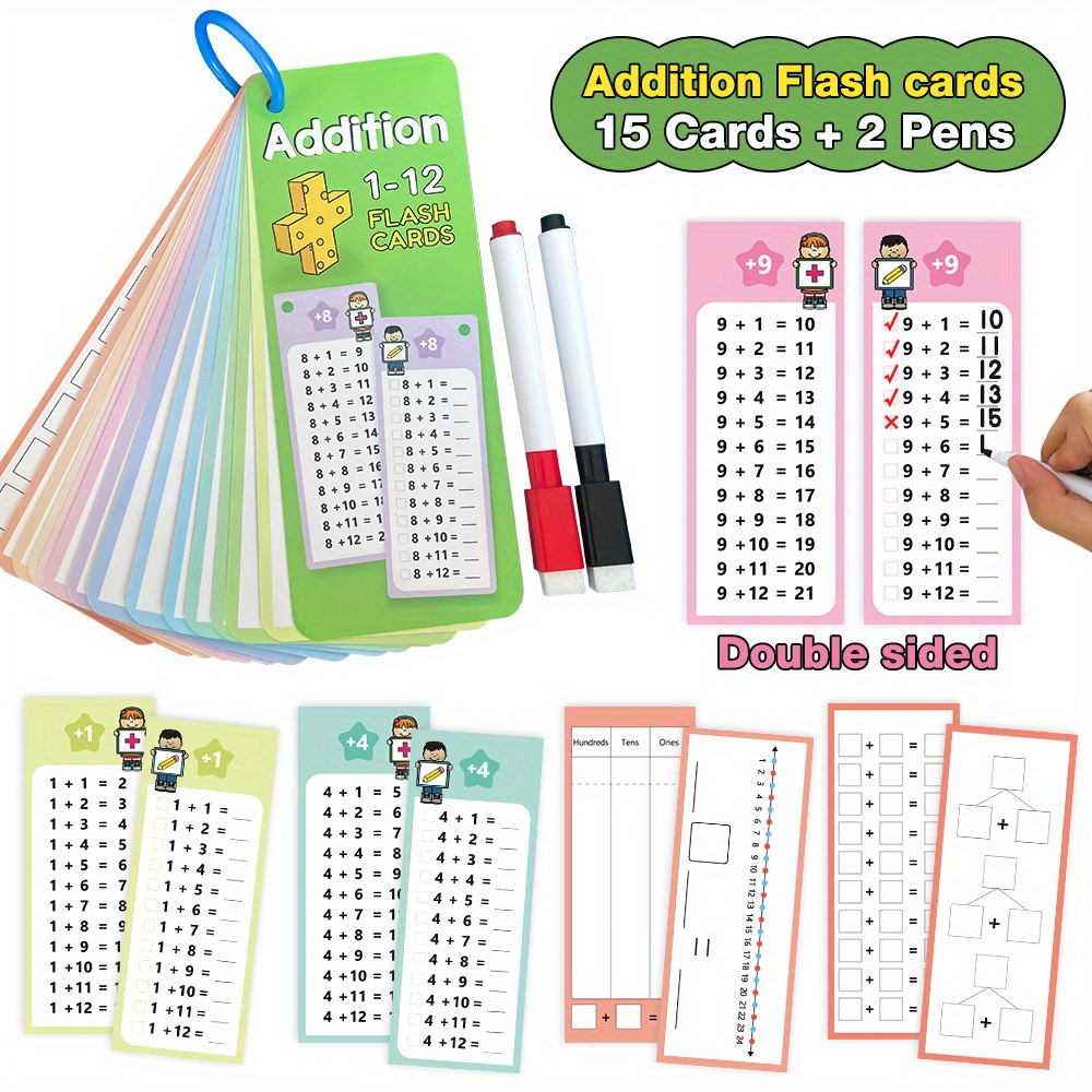 60 Cards Math Education Flashcards Multiplication, Addition ...