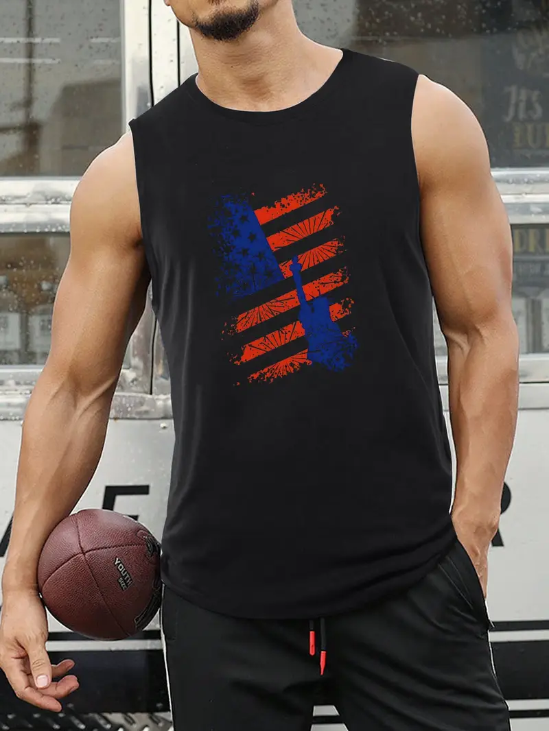 Plus Size Mens American Flag Graphic Print Tank Top Temu Canada