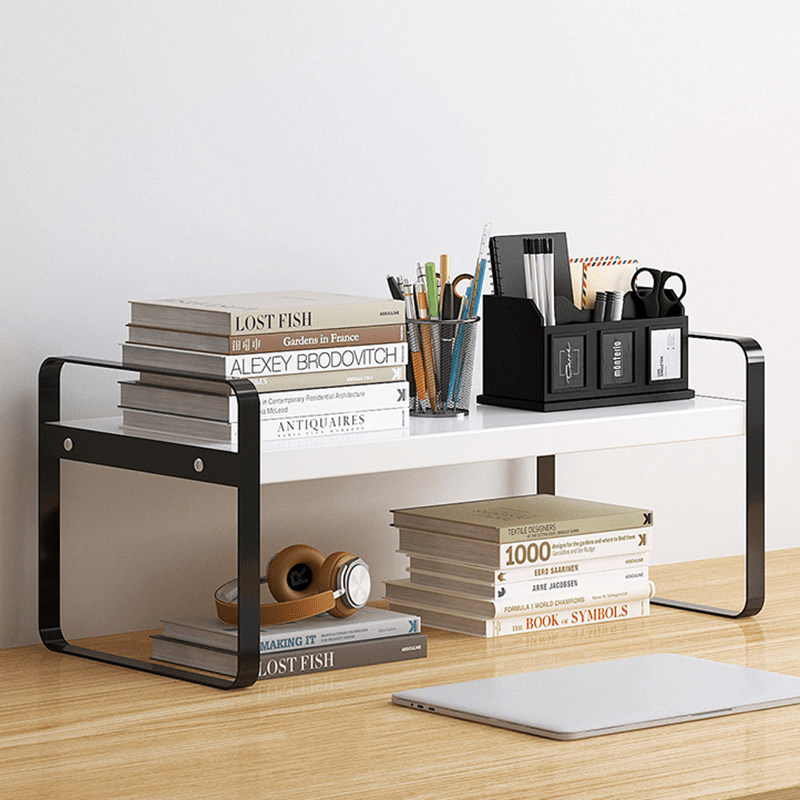 1pc Desktop Shelf 1 Tier Desk Shelves Freestanding Small Bookshelf Desk Shelf Organizer Adjustable Shape Desk Organizer Desktop Storage Rack