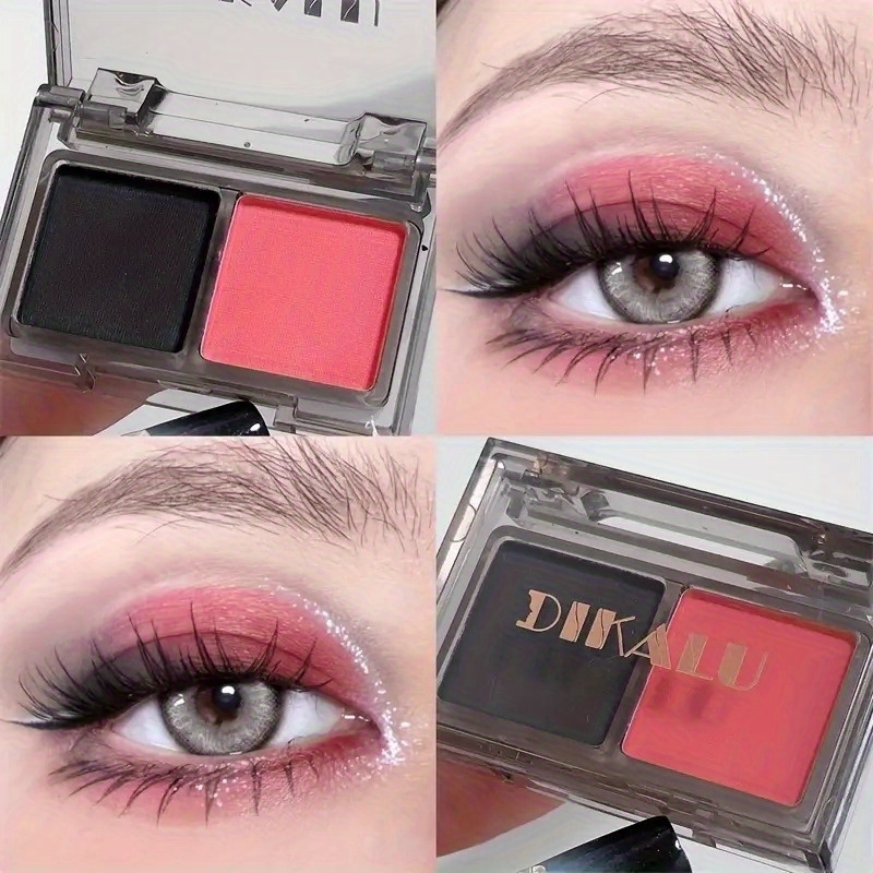 2 colors eyeshadow palette red black matte punk cyber smoky Temu Canada