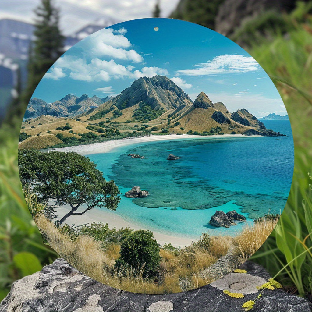 Komodo Islands Landscape - Frameless Round Aluminum Wall Art, Famous ...