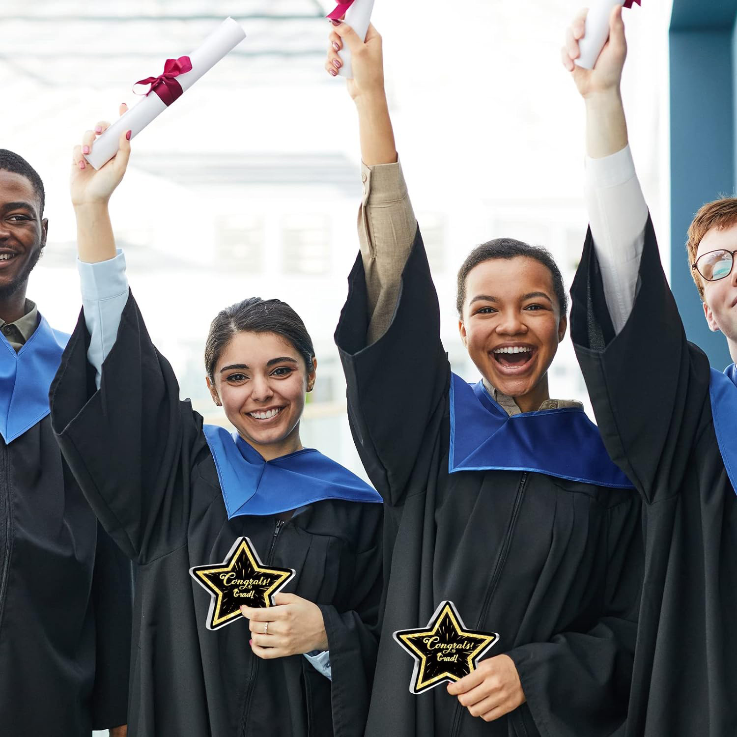 1pc Graduation Season Black And Golden Stars Happy Graduation Star ...