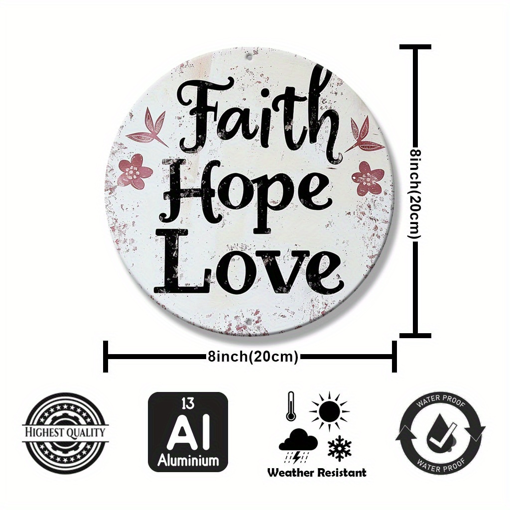 Faith Love" Round Aluminum Sign - Elegant Script With Religious Symbols ...