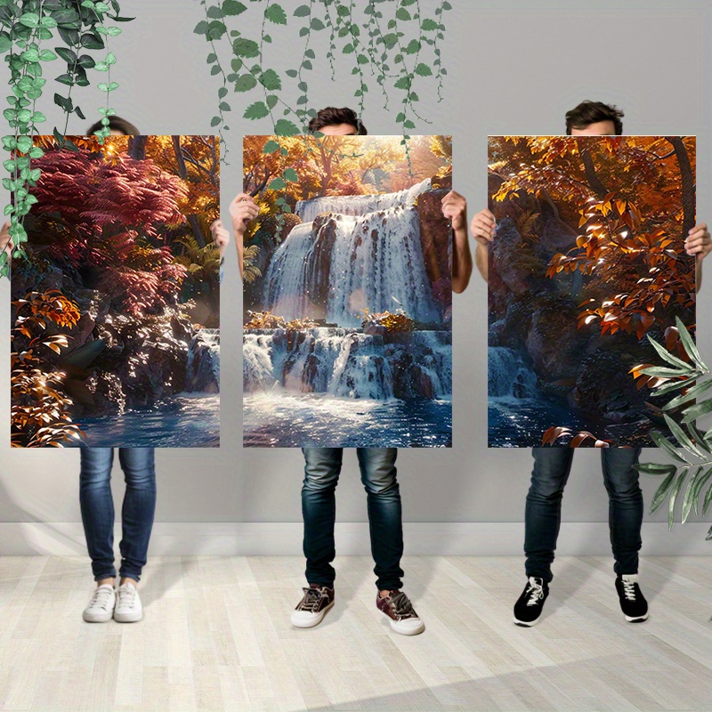 Frame Canvas Wall Art Ready Hang Funny Beautiful Waterfall - Temu