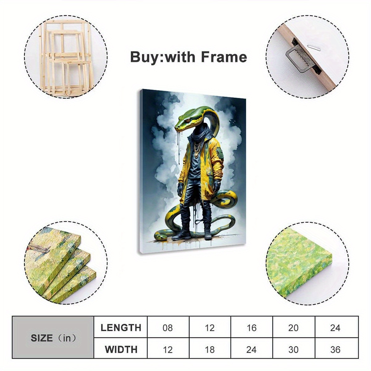 A Vibrant Watercolor Canvas Painting A Humanoid Animal Snake - Temu