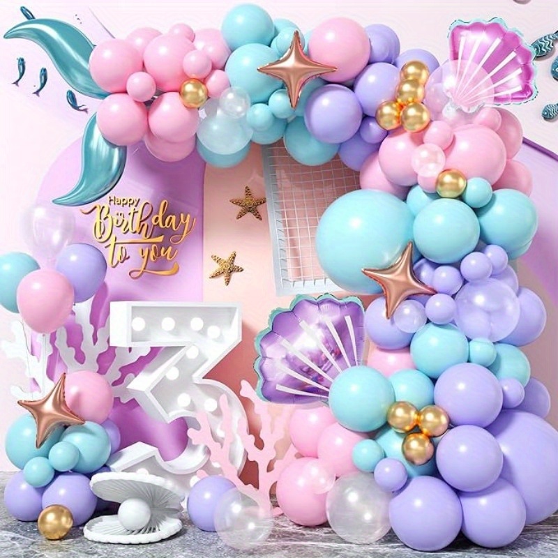 121-piece Mermaid Balloon Garland Kit - Blue & With S-shaped Fishtail ...