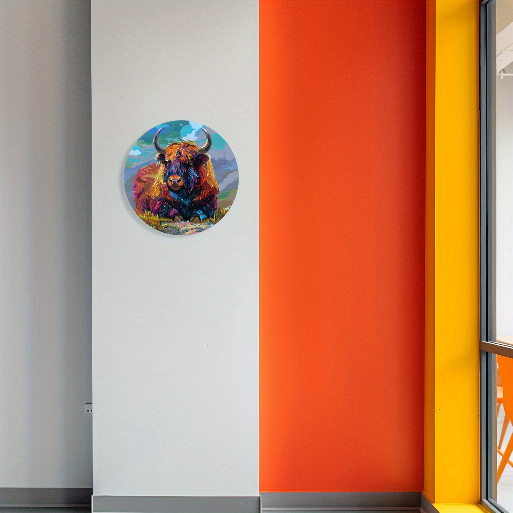 Yak Pixel Art Round Metal Sign - Perfect For Man Cave, Shed, Or Office ...