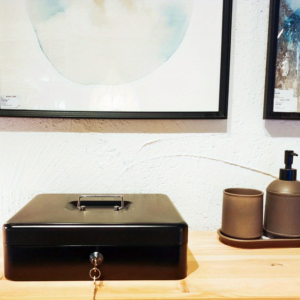 heavy duty metal cash box with lock tray secure storage for | temu Temu