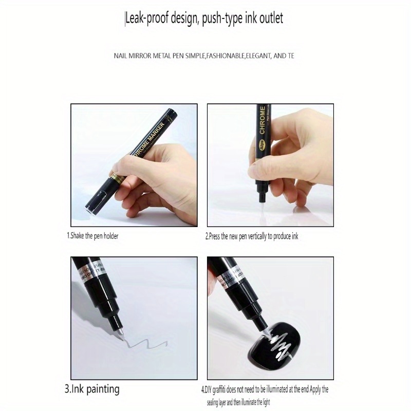 Chrome Marker Pens Nail Art Mixed Color Metallic Plating - Temu