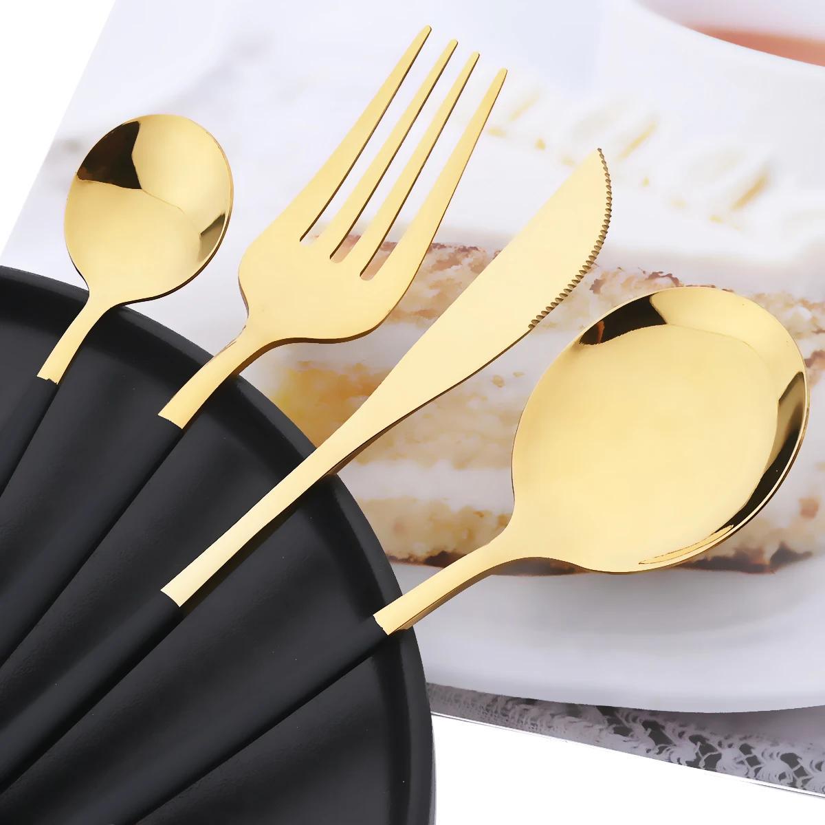 Cutlery Stainless Steel Tableware Golden - Temu
