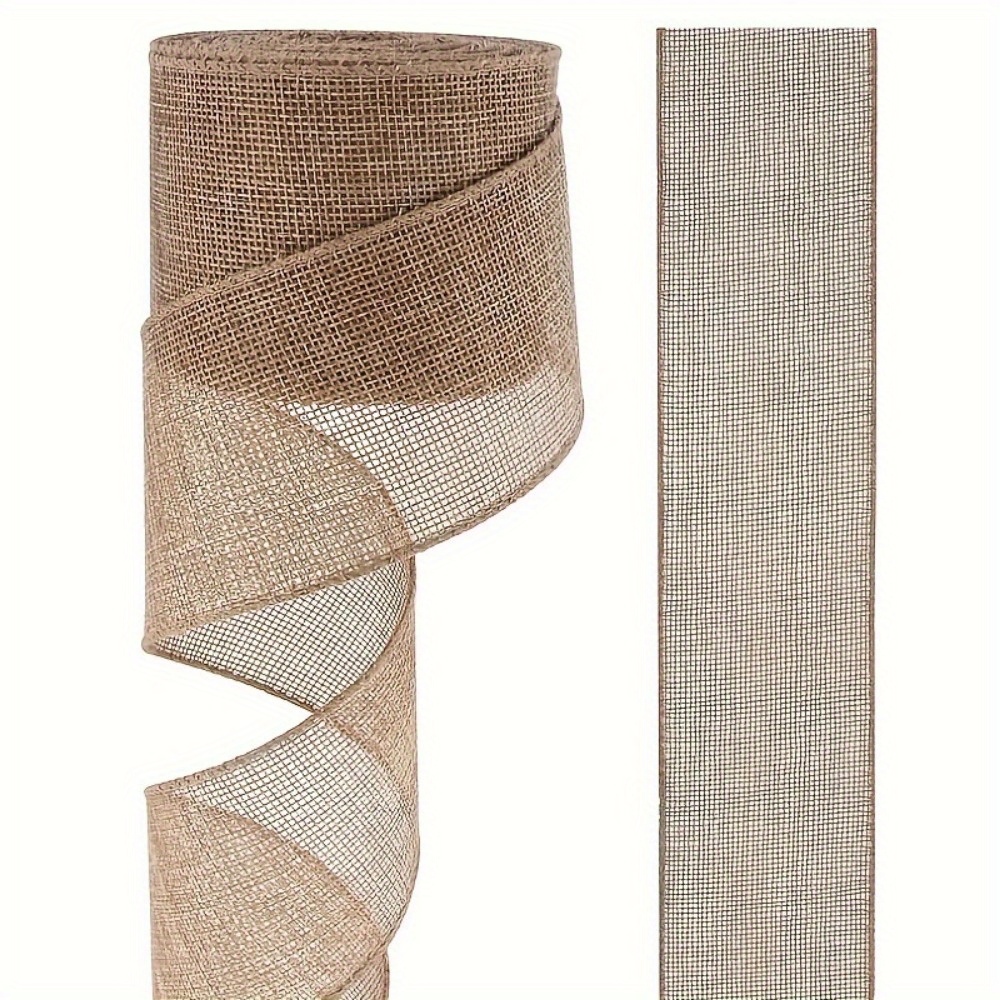 Burlap Wired Ribbon 5 Yards Linen Color Polyester Perfect - Temu