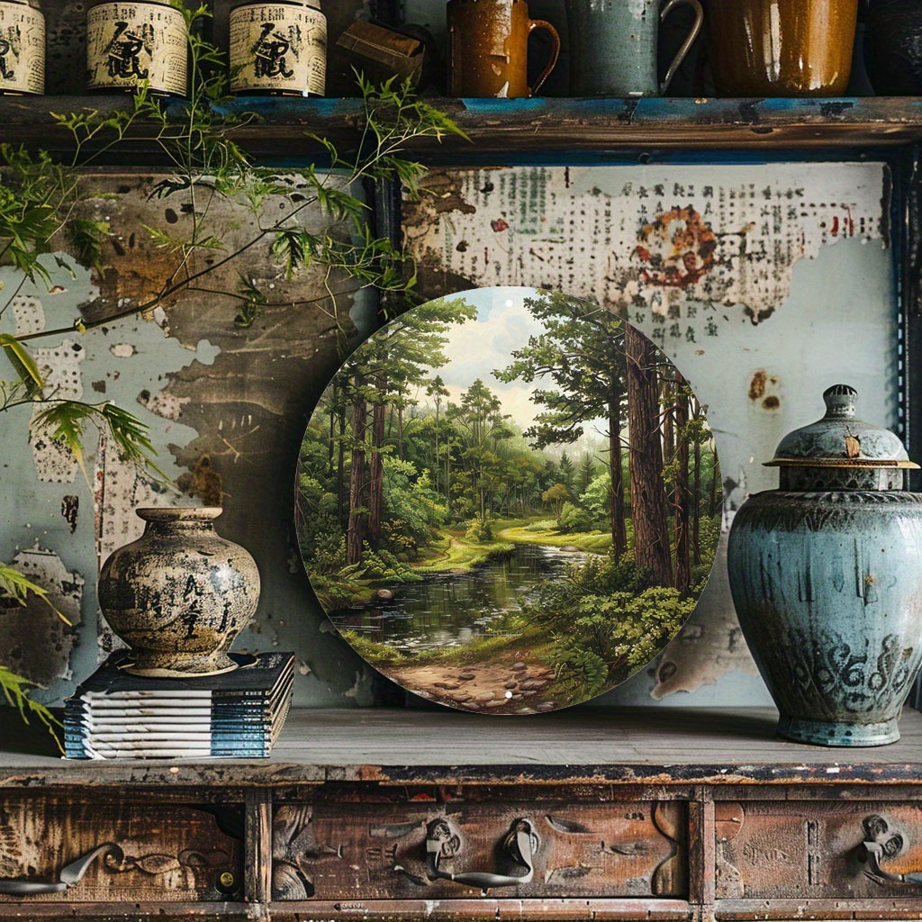 Panneau Mural Rond En Métal En Aluminium Paysage Rivière - Temu Canada