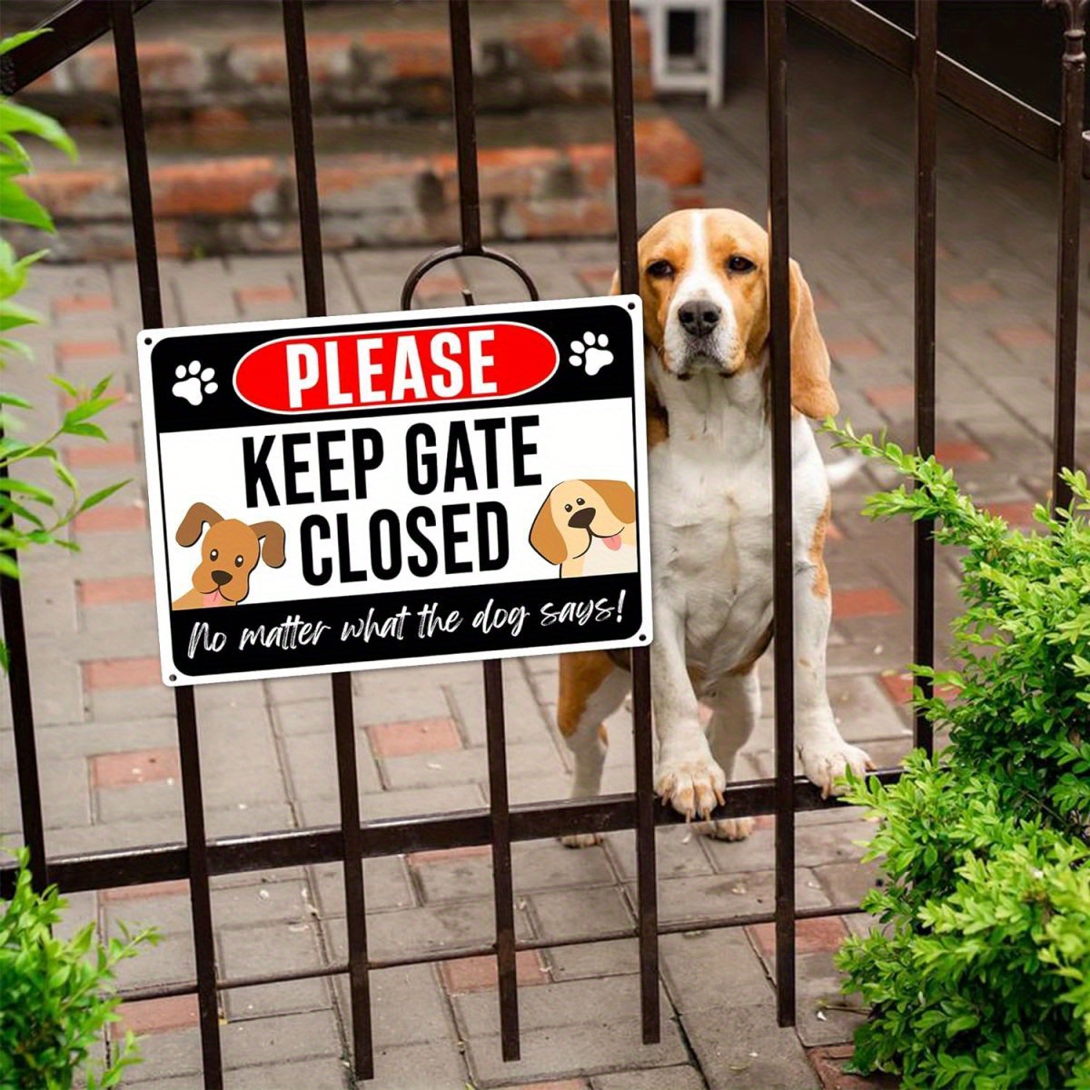 Please Keep Gate Closed Dog Sign - Durable Iron Metal Sign With Pre ...