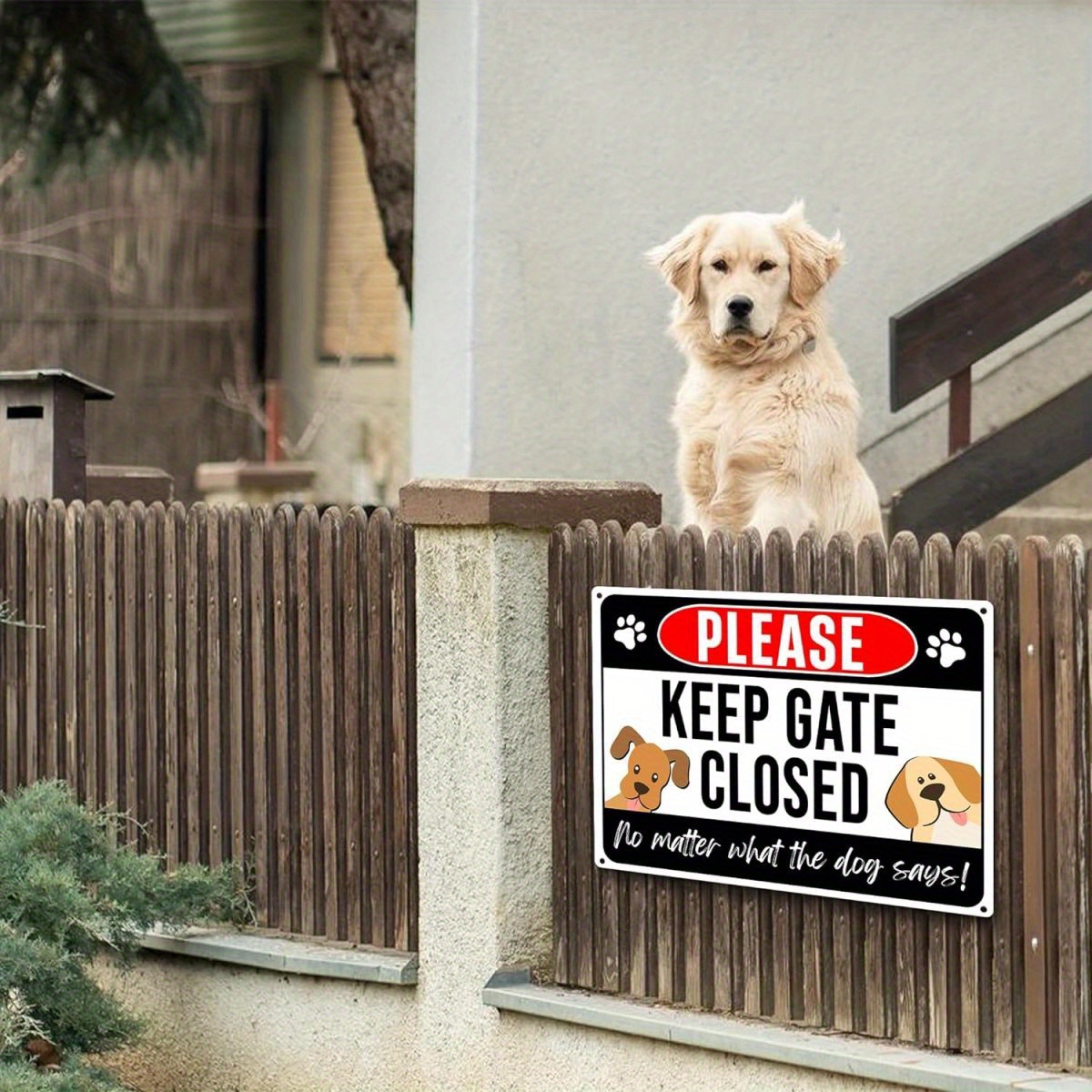 Please Keep Gate Closed Dog Sign - Durable Iron Metal Sign With Pre ...