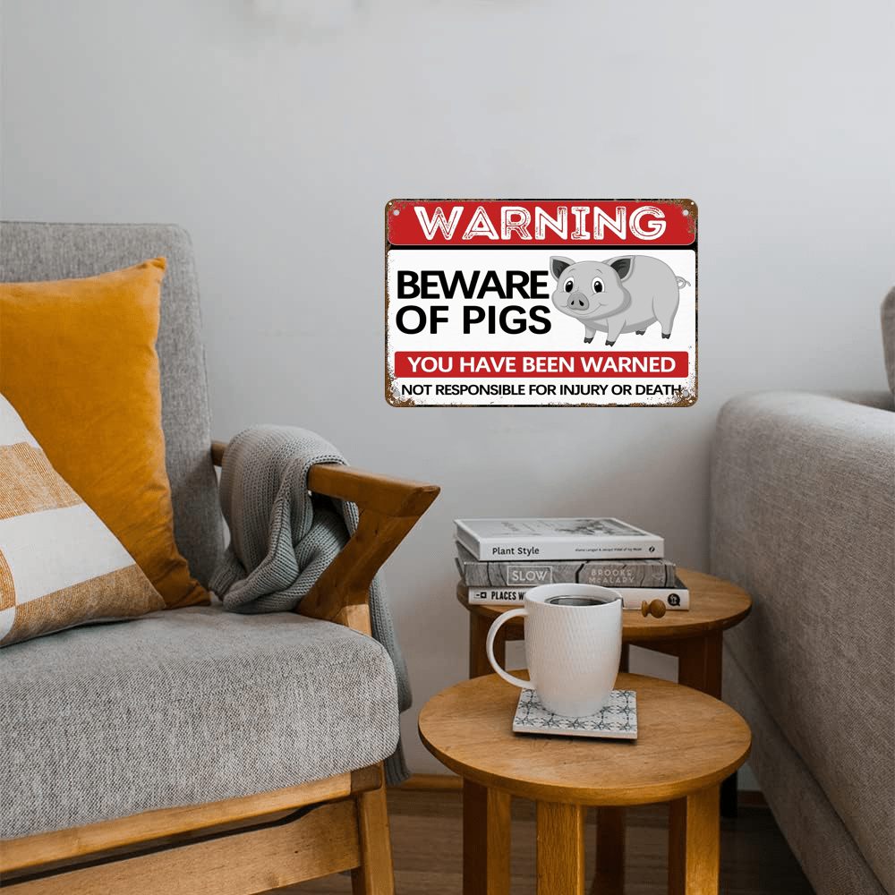 Beware Of Pigs Warning Sign - Classic Style Metal Decorative Plaque For ...