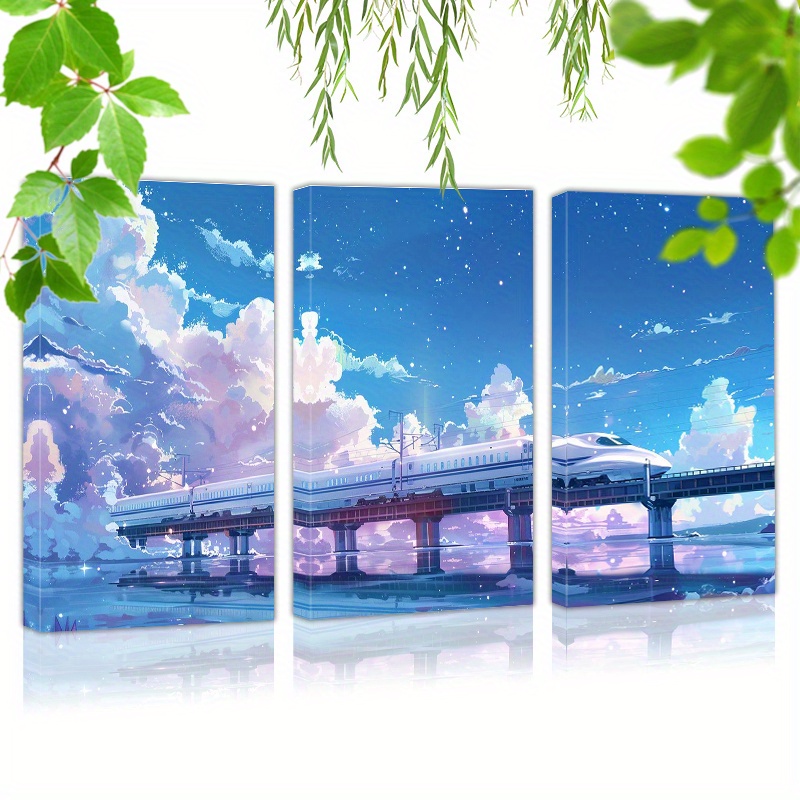 Framed Canvas Wall Art Ready Hang White High speed Train (1) - Temu