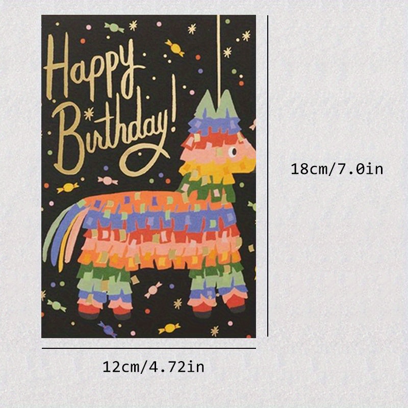 Happy Birthday Greeting Card With Pinata Design, Festive Starry ...