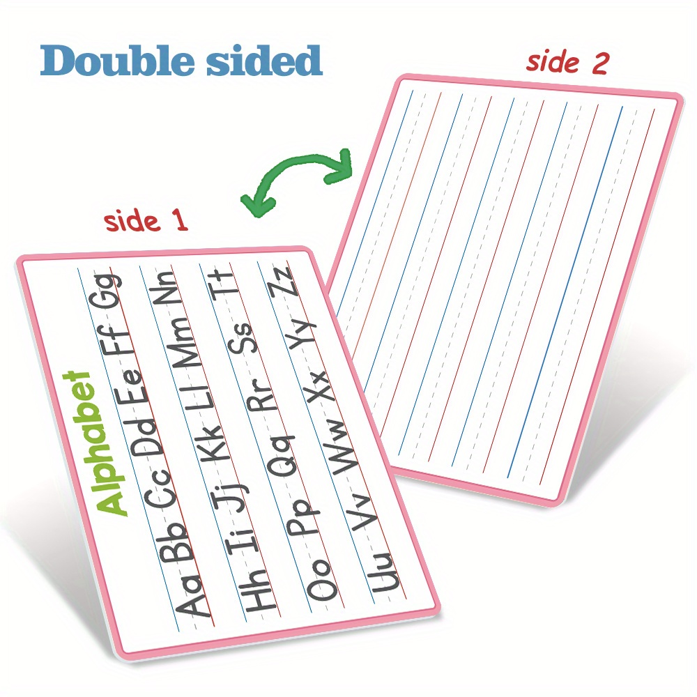 4pcs 8면 Abc 알파벳 문자 수학 숫자 필기 화이트 보드 문자 연습 보드 건식 지우기 쓰기 및 지우기 보드 교실에서는
