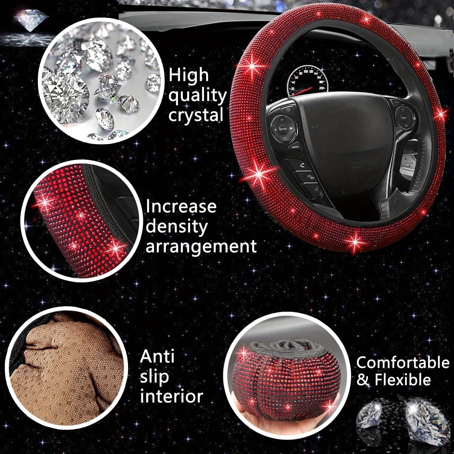 Red bling steering wheel cover store