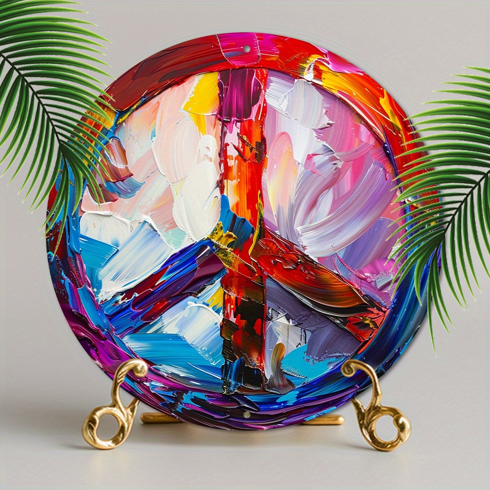 Aluminum Peace Sign Metal Plaque Creative Oil Painting - Temu