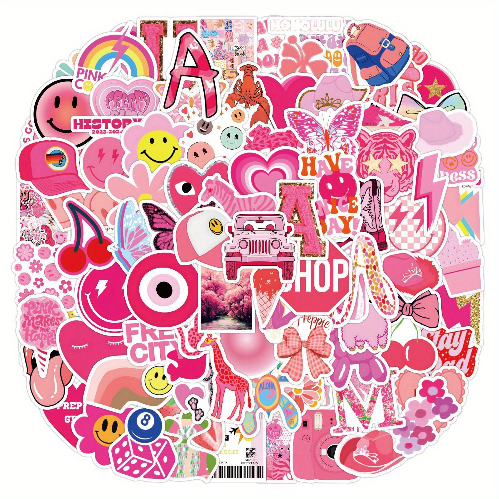 pink preppy sticker sold on Temu United States