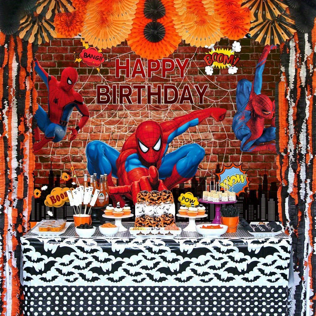 Theme Birthday Background Cloth Spider-man Event Party Decoration ...