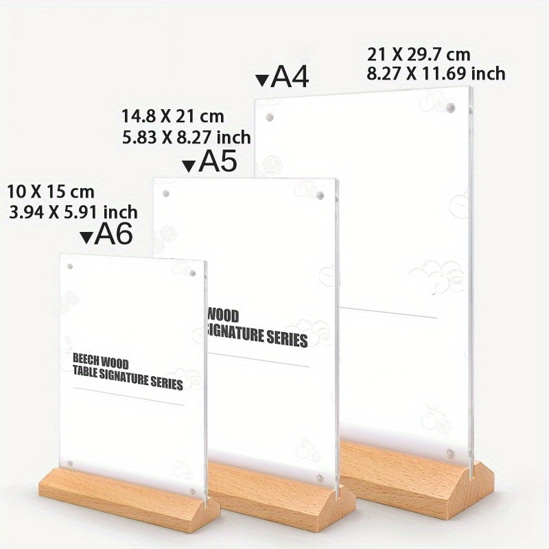 1pc Acrylic Wood Sign Holder A4/8.5*11 Inch Double Sided T-shaped ...