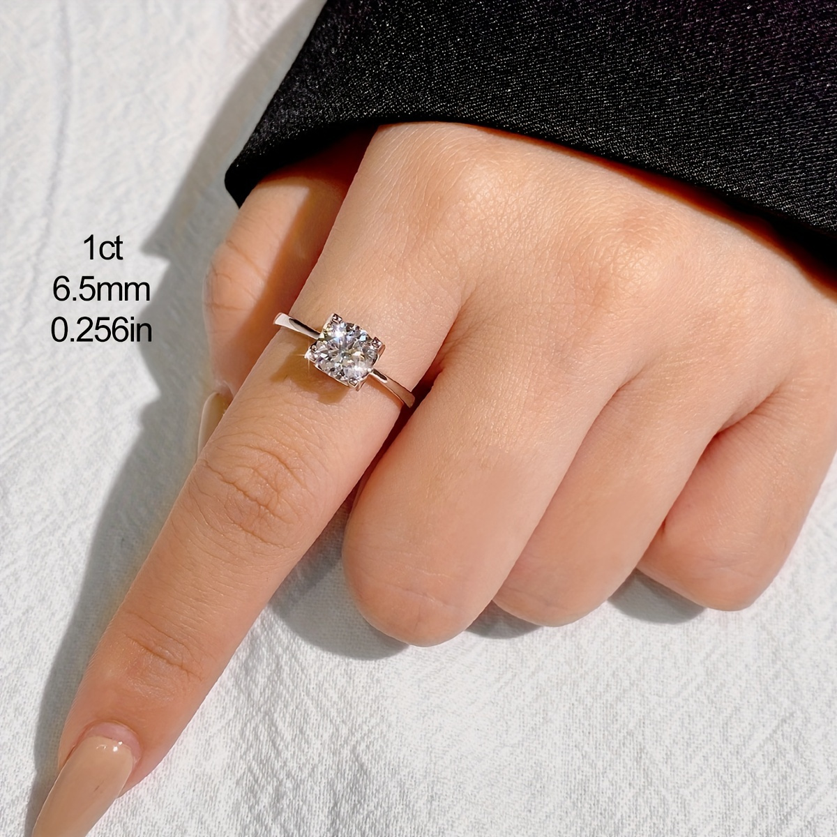 1pc Luxury Customized Solitaire Ring 1ct Moissanite S925 Sterling Silver Engagement Ring ...