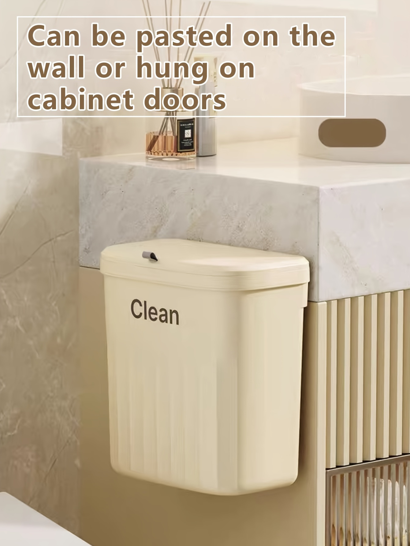 Plastic Square Kitchen Trash Can 2.56gal - Wall Hanging Or Desktop ...