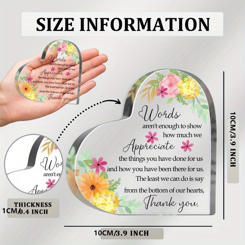 Acrylic Heart Thank Paperweight Desk Decor Plaque - Temu