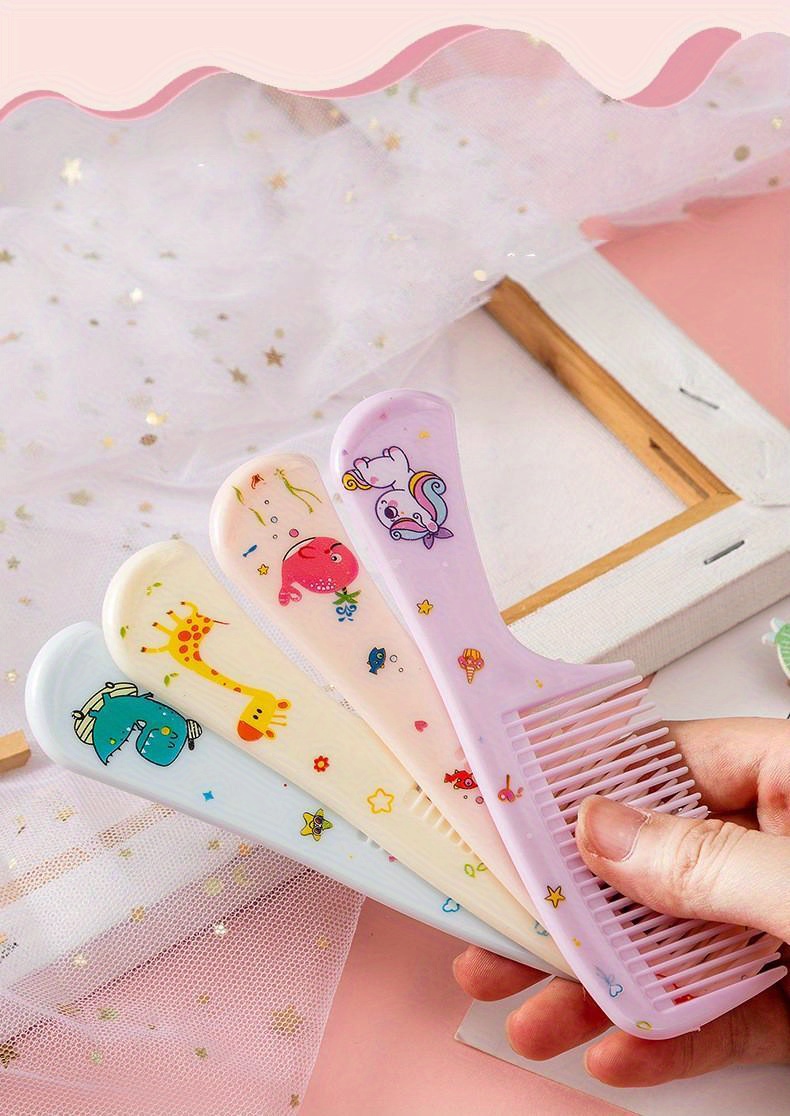 Kid-friendly Cartoon Hairbrush Set: Adorable Plastic Combs For Girls ...