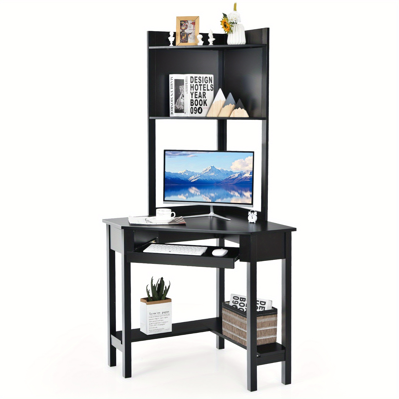 L Shaped Computer Desk Shelves Reversible Corner Gaming Desk - Temu