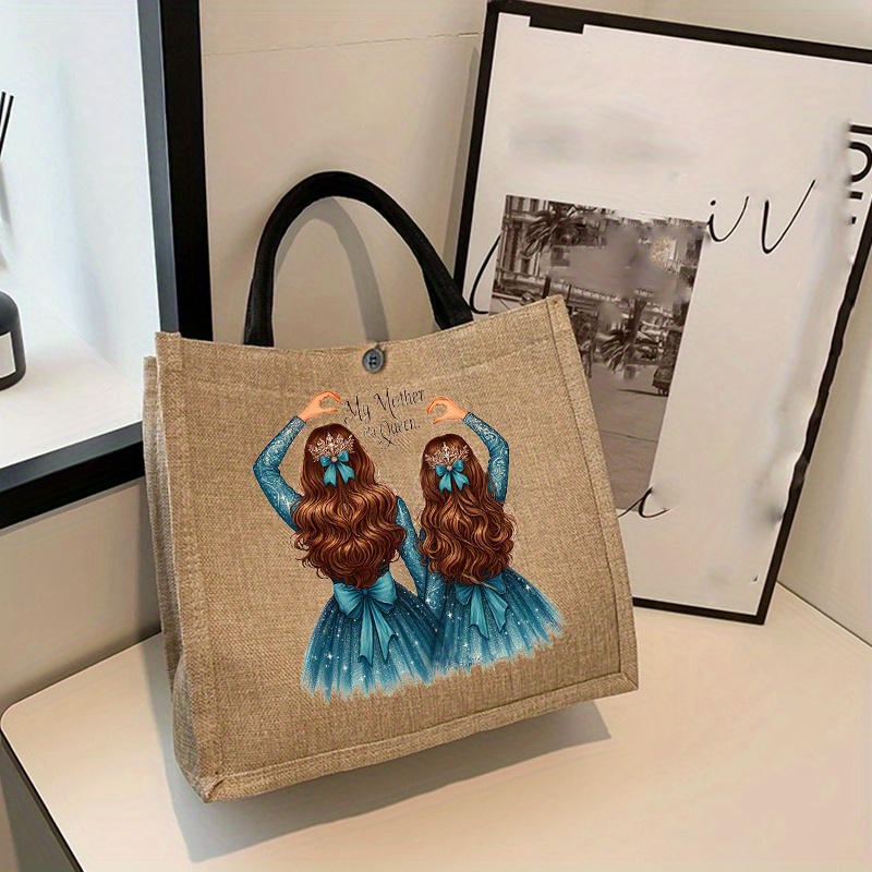 Τσάντα Tote από λινό με θέμα τη Γιορτή της Μητέρας Μεγάλη - Temu Cyprus