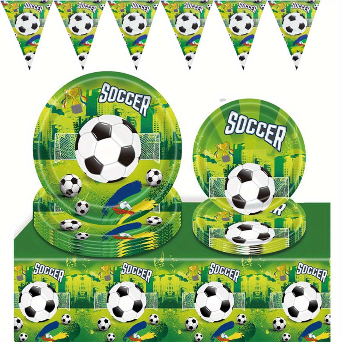 Soccer Theme Party Decoration Set - 6pcs Football Cartoon Birthday ...