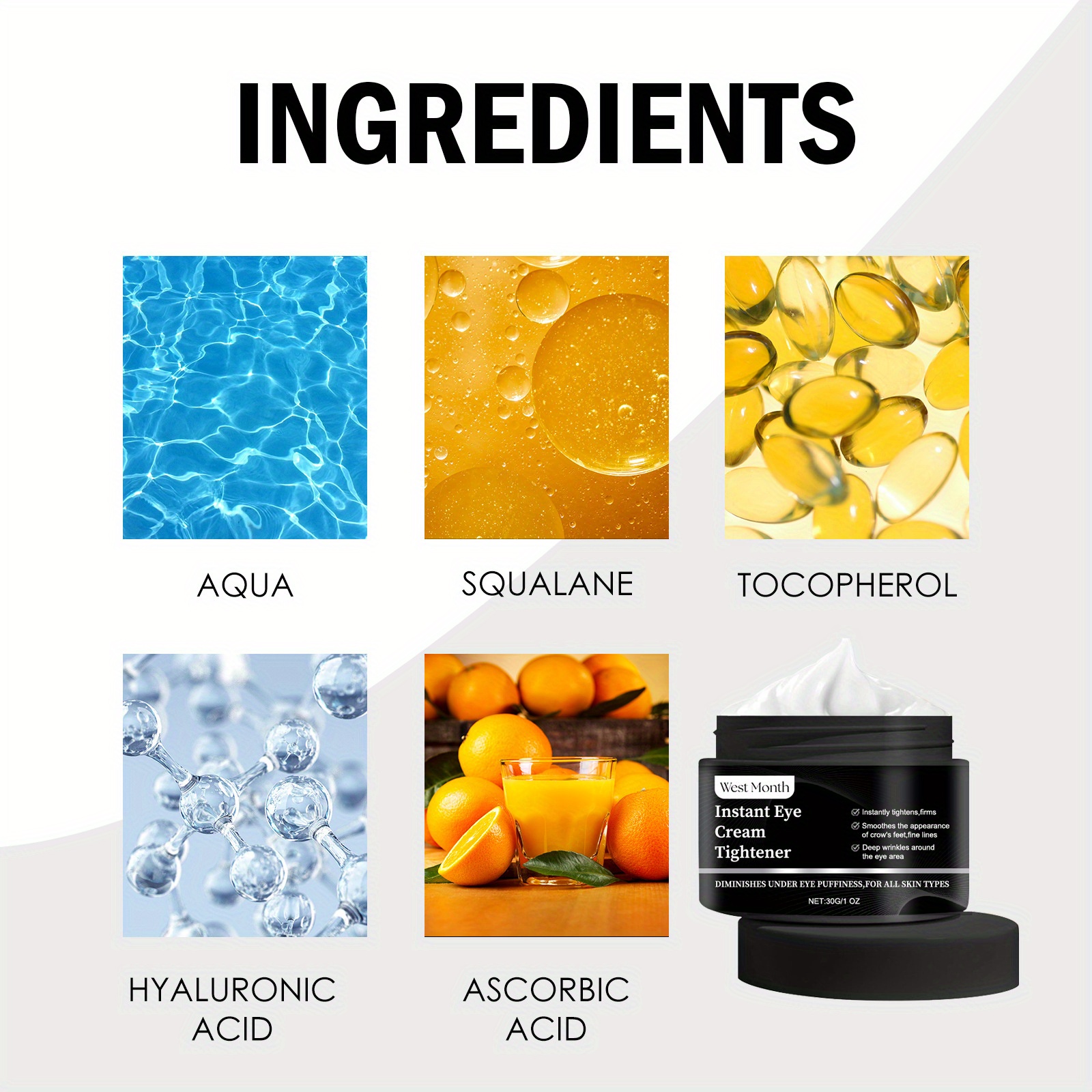 Crema de ochi cu acid hialuronic si vitamina C Strângere - Temu Romania