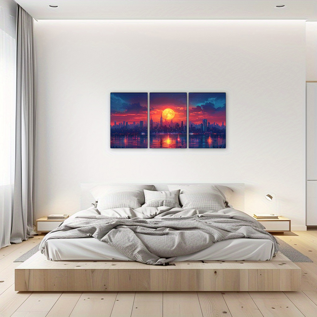 3 компонентний набір картин на полотні без рами Sunset City - Temu ...