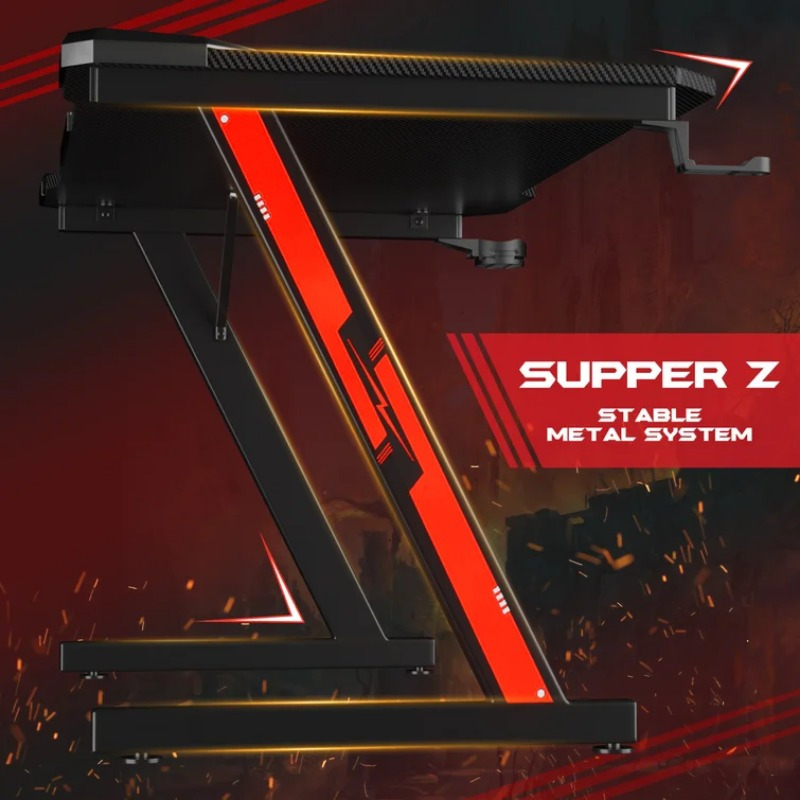 Gaming Desk, Computer Desk With Carbon Fiber Surface, Gaming Table Z ...