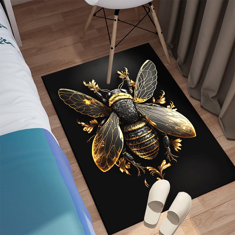 Polyester Crystal Velvet Insect Bee Pattern Non slip Area - Temu