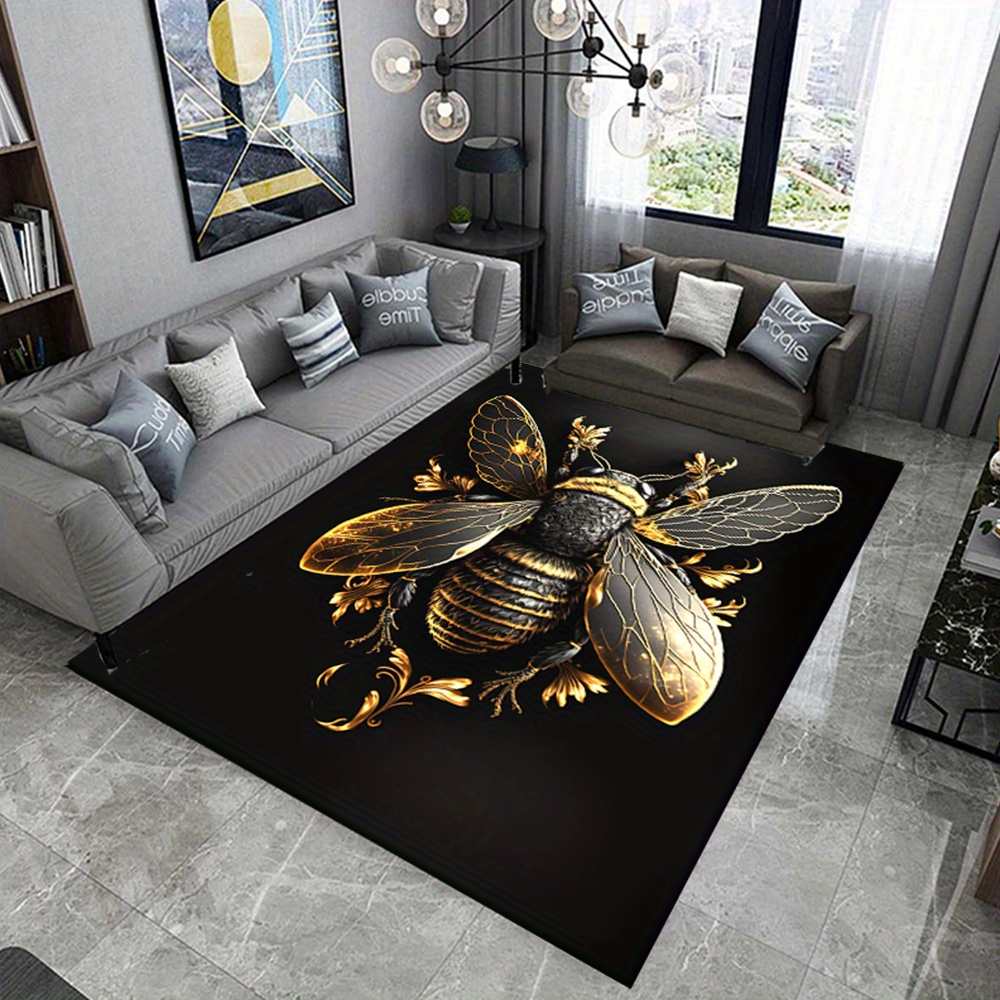Polyester Crystal Velvet Insect Bee Pattern Non slip Area - Temu