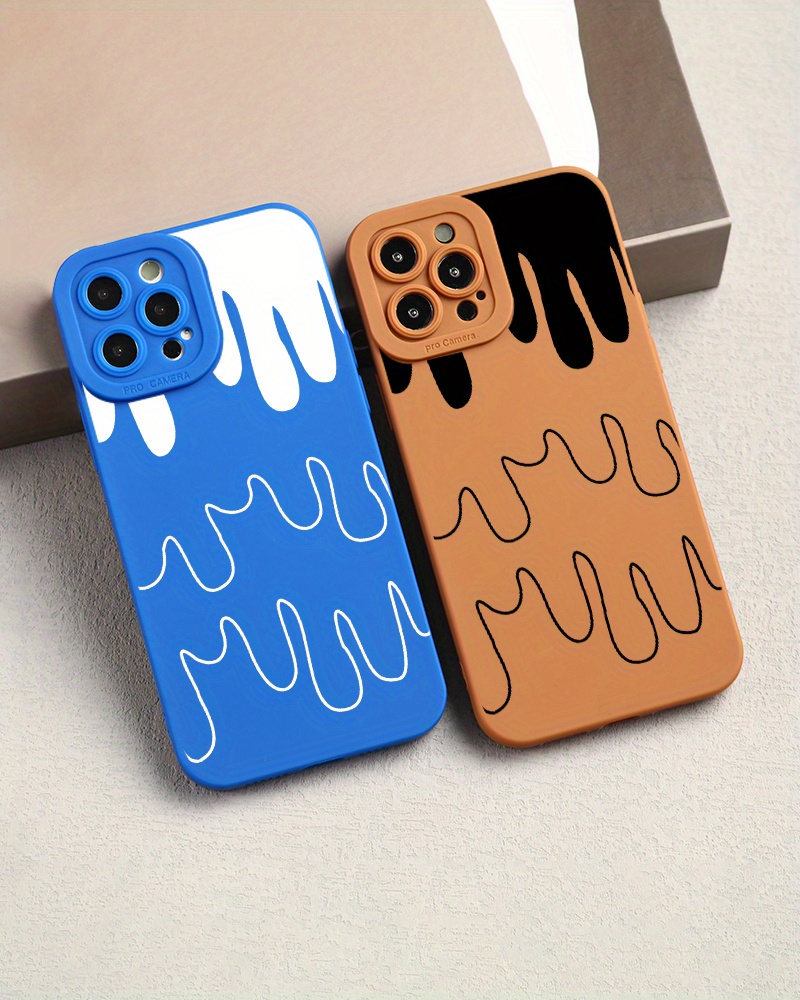 Silicone Phone Cases Iphone Luxury Shockproof Stripe Drip - Temu