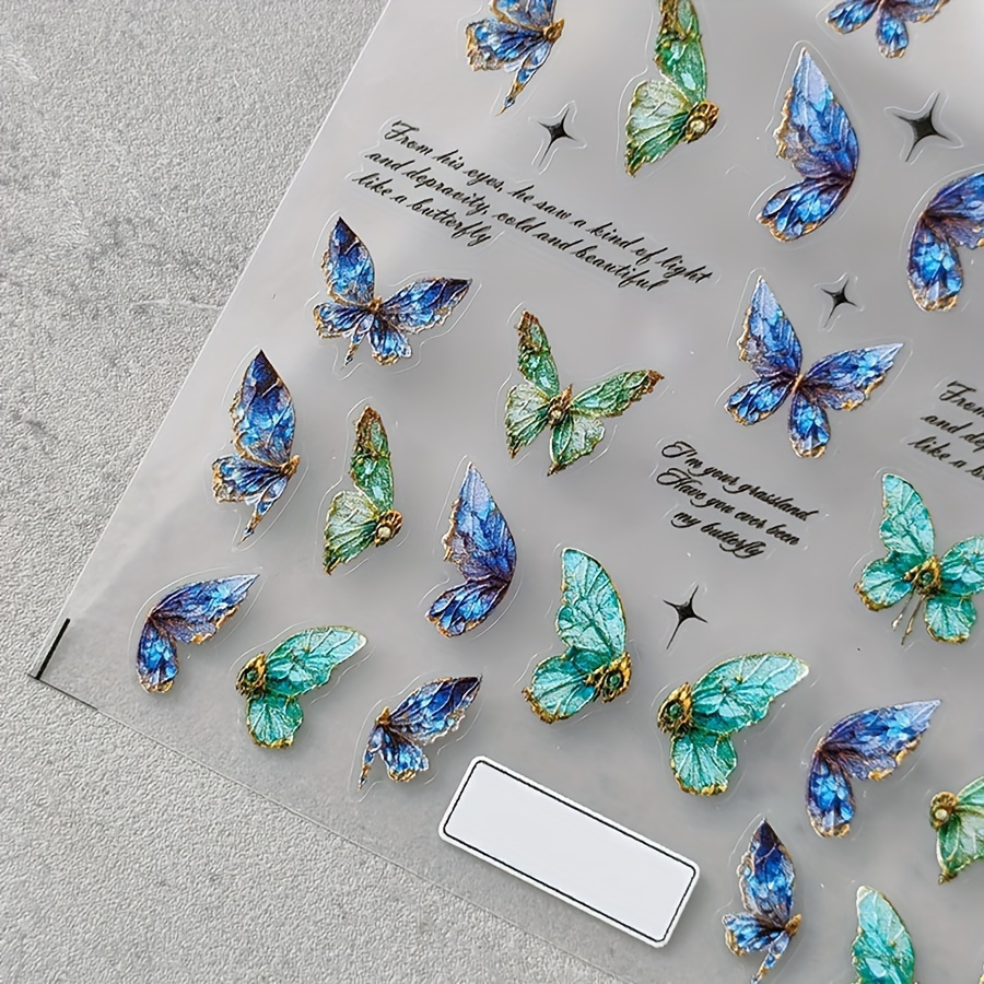 ملصقات فن الأظافر بتقنية النقش ثلاثي الأبعاد بشكل فراشة - Temu Qatar