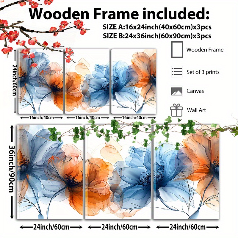 Canvas Poster Wall Art Frames Decor Ready Hang Watercolor - Temu