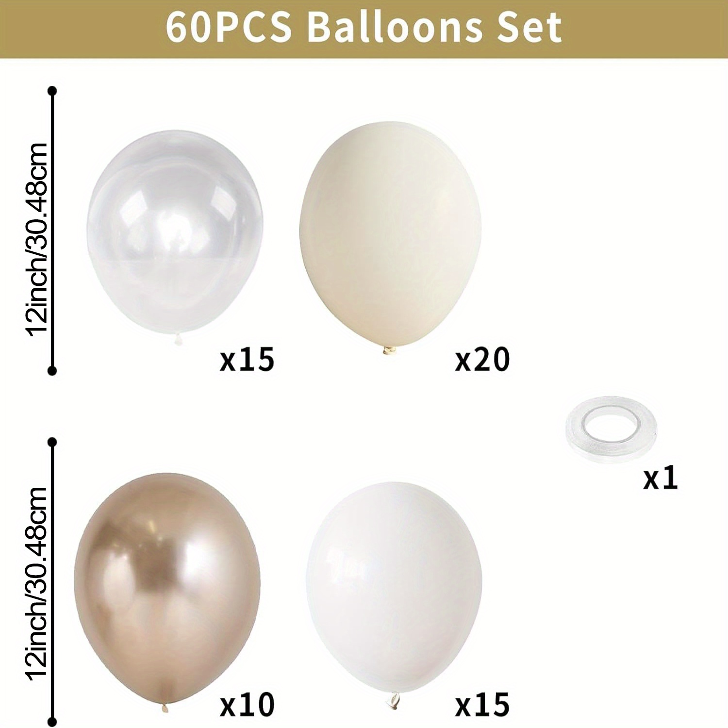 nude white golden balloons metallic gold cream Temu