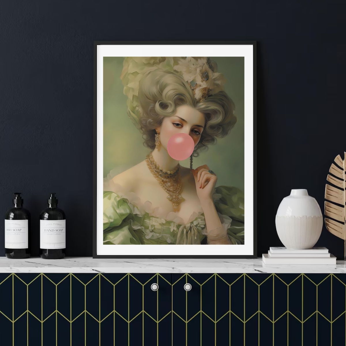 Vintage Lady Bubble Gum Wall Art Thick Canvas Print - Temu